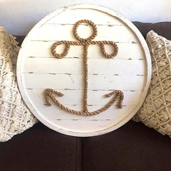 Pottery Barn | Wall Decor | Beach House Boho Chic Whitewash Anchor Wall ...